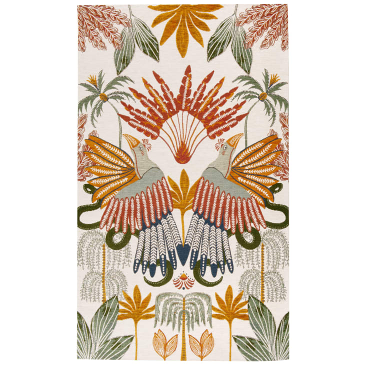 Tapis tissé jacquard motif oiseaux et végétal multicolore 90x150 HAKOL | Maisons du Monde
