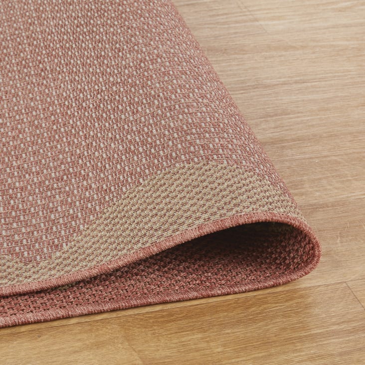 Tappeto da esterno intrecciato beige con motivo onde color terracotta ...