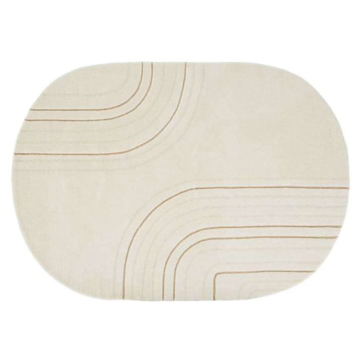Tappeto ovale taftato con motivi écru e dorati 140x200cm BERNON ...