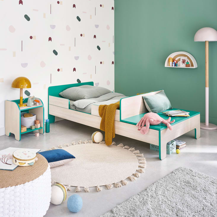 Tappeto rotondo con pompon in cotone écru, 100 cm NINA | Maisons du Monde