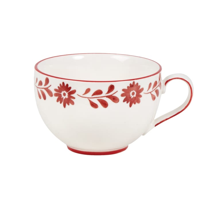 Tasse en céramique blanche motif floral rouge Louise | Maisons du Monde