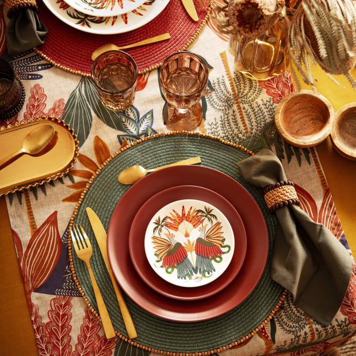 Tischläufer aus Voile aus Bio-Baumwolle mit buntem Blätterdruck 50x150 DARA | Maisons du Monde