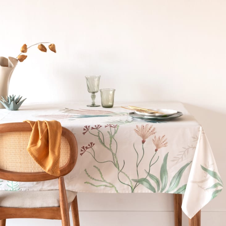 Toalha de mesa em algodão orgânico estampado exótico multicolorido ...