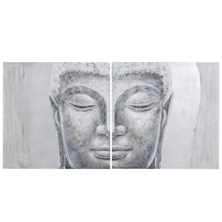 Toile diptyque peinte argentée 97x194 BOUDHA | Maisons du Monde