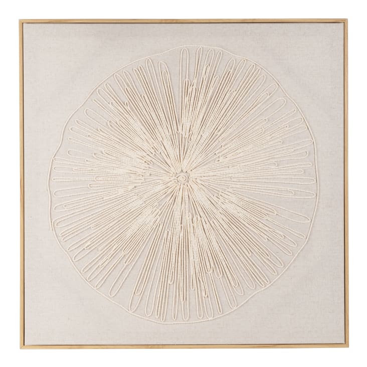 Toile en lin gris broderie fleur 60x60 Camiara | Maisons du Monde