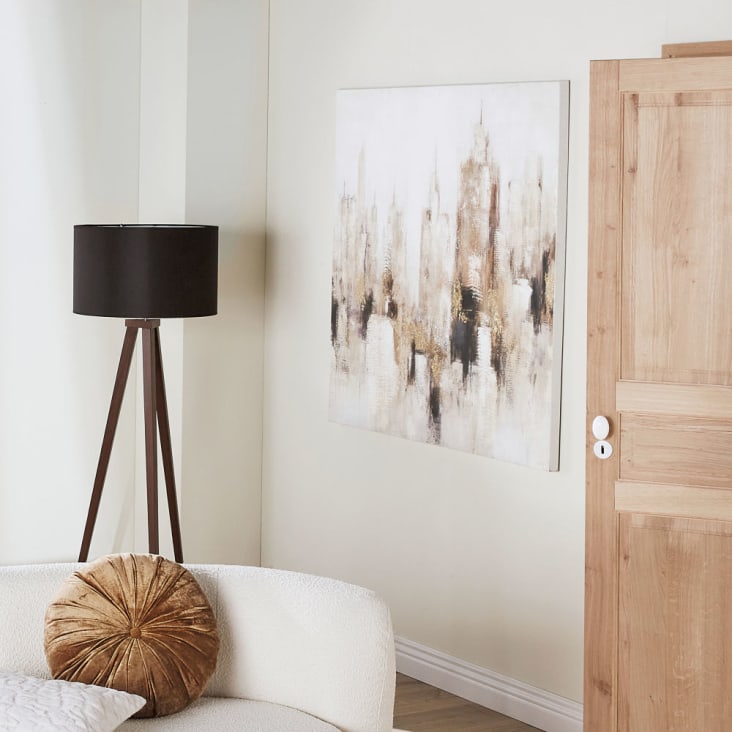 Toile peinte beige, marron, dorée et noire 120x120 ASTER | Maisons du Monde