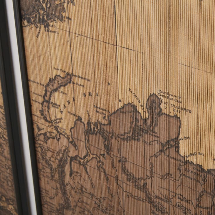 Triptychon mit braunem und schwarzem Weltkartendruck, 174x120cm | Maisons du Monde