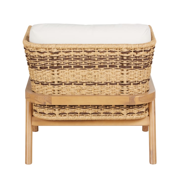 Tuinstoel van acaciahout, gerecycled hars en ecru gerecyclede polyester ...