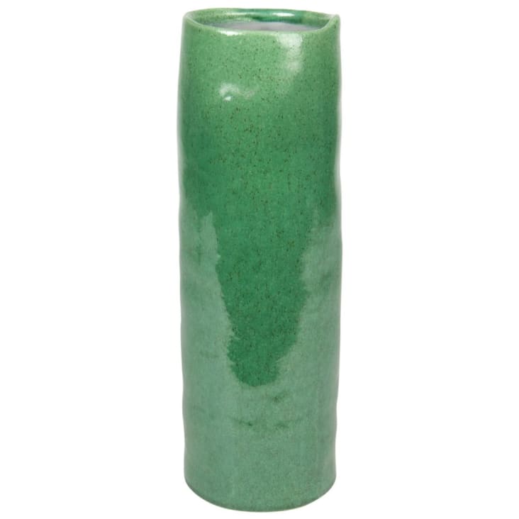 Vase cylindrique en grès vert H27 | Maisons du Monde