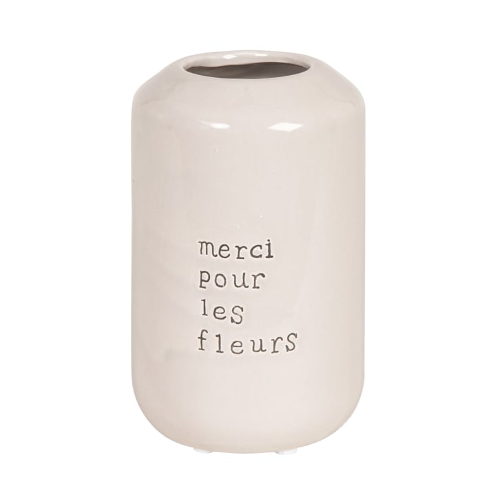 Vase en faïence grise H13 Merci pour les fleurs | Maisons du Monde