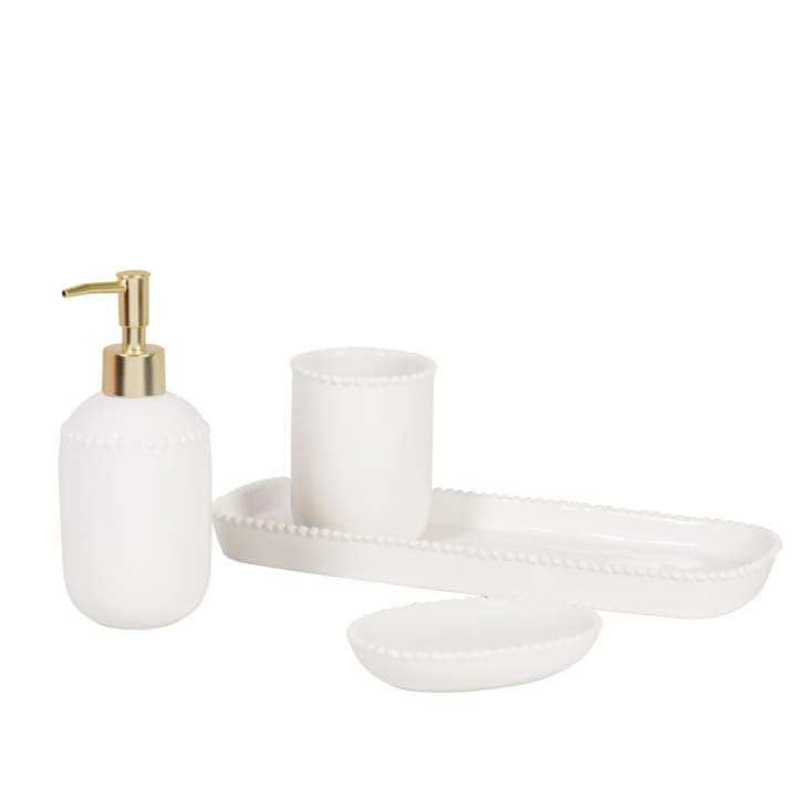 Vaso borde perlas de loza blanca Kate | Maisons du Monde