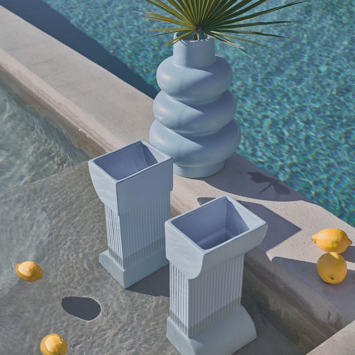 Vaso grande colonna greca azzurro alt. 40 cm ATHENA | Maisons du Monde