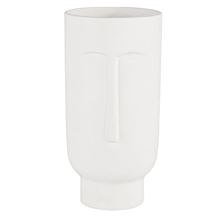 Vela con diseño de rostro en tarro de cerámica blanca Uta | Maisons du ...