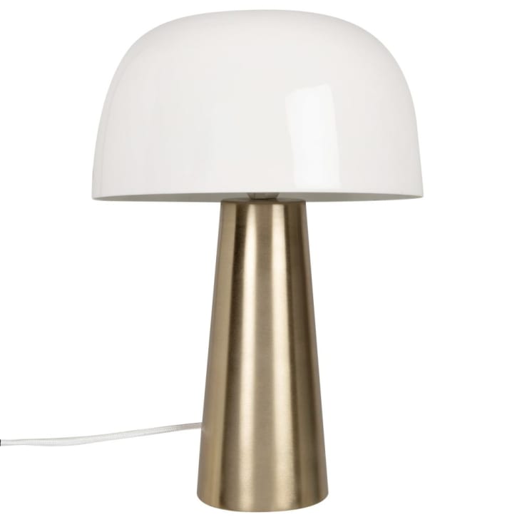 Vergulde metalen lamp met witte lampenkap ZISA | Maisons du Monde