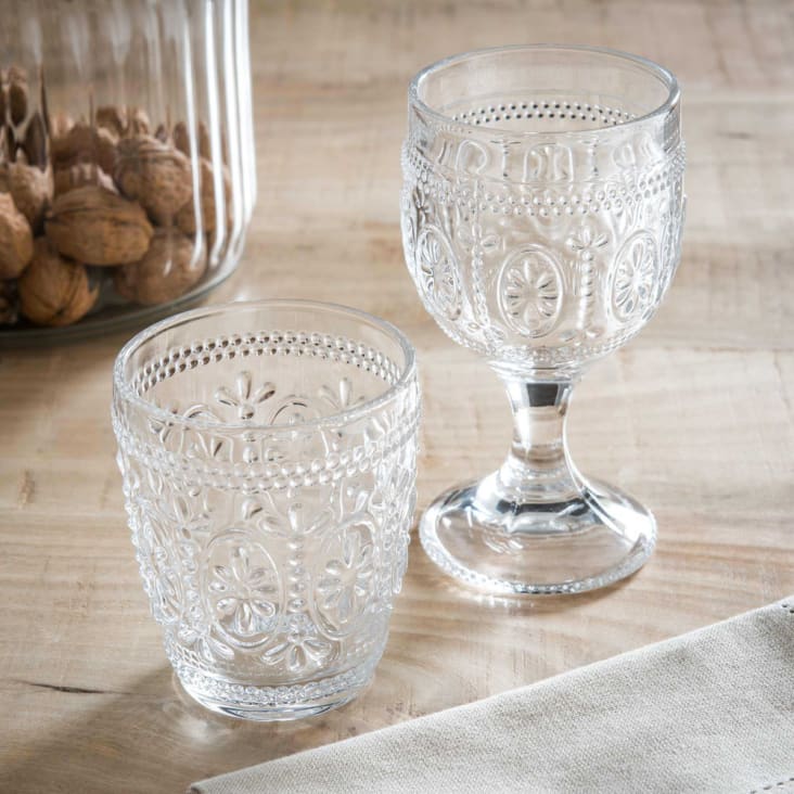 Verre en verre motif floral transparent Floral | Maisons du Monde