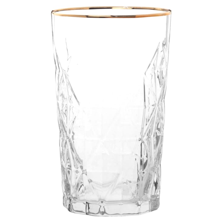 Verre haut en verre transparent losanges et liseré doré | Maisons du Monde