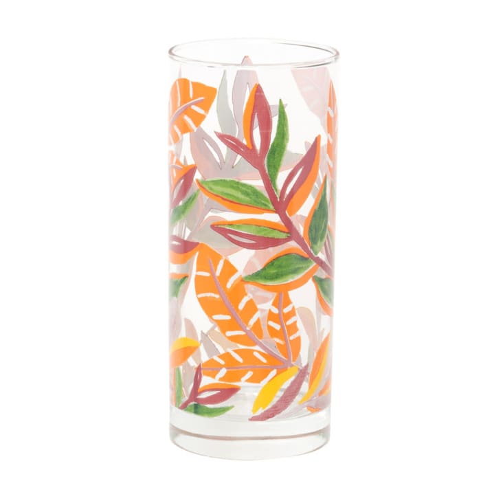Verres en verre motif végétal multicolore (x6) support paillotte en ...