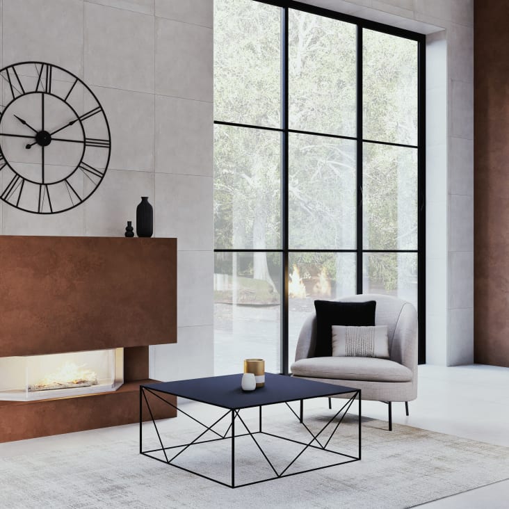 Vierkante salontafel van zwart metaal 90 cm Edwin | Maisons du Monde