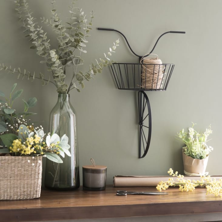 Wanddecoratie voorkant fiets van matzwart metaal 35x50 CITY | Maisons ...