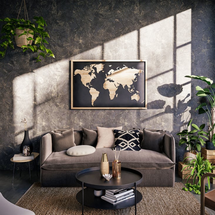 Wanddeko Weltkarte aus zweifarbigem Mangoholz, 139x90cm MAPOS | Maisons du Monde