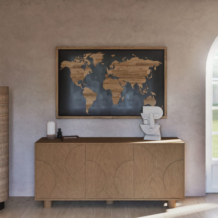 Wanddeko Weltkarte aus zweifarbigem Mangoholz, 139x90cm MAPOS | Maisons du Monde