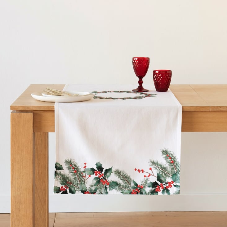 Weihnachts-Tischläufer aus Bio-Baumwolle, grün und rot 50x150cm Holly ...