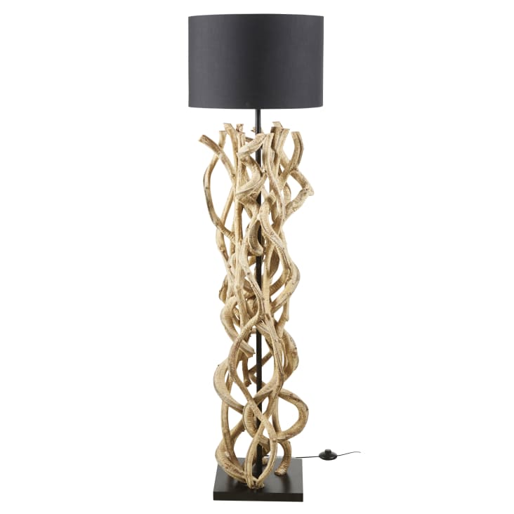 Wijnrank vloerlamp met zwarte lampenkap H157 Assane | Maisons du Monde