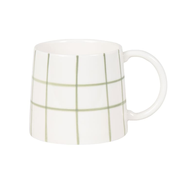 Wit en groen geruit porseleinen mok Enora | Maisons du Monde