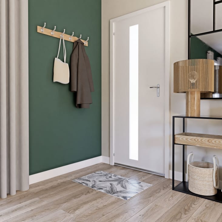 Wit tapijt van vinyl met zwarte bananenprint 50 x 80 cm PALMELA ...