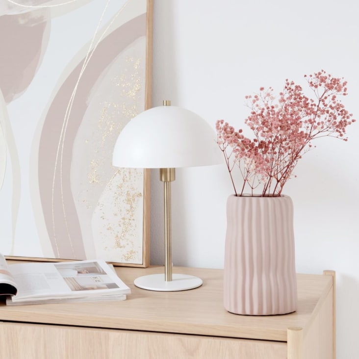 Witte en vergulde metalen lamp in de vorm van een paddenstoel Davy ...