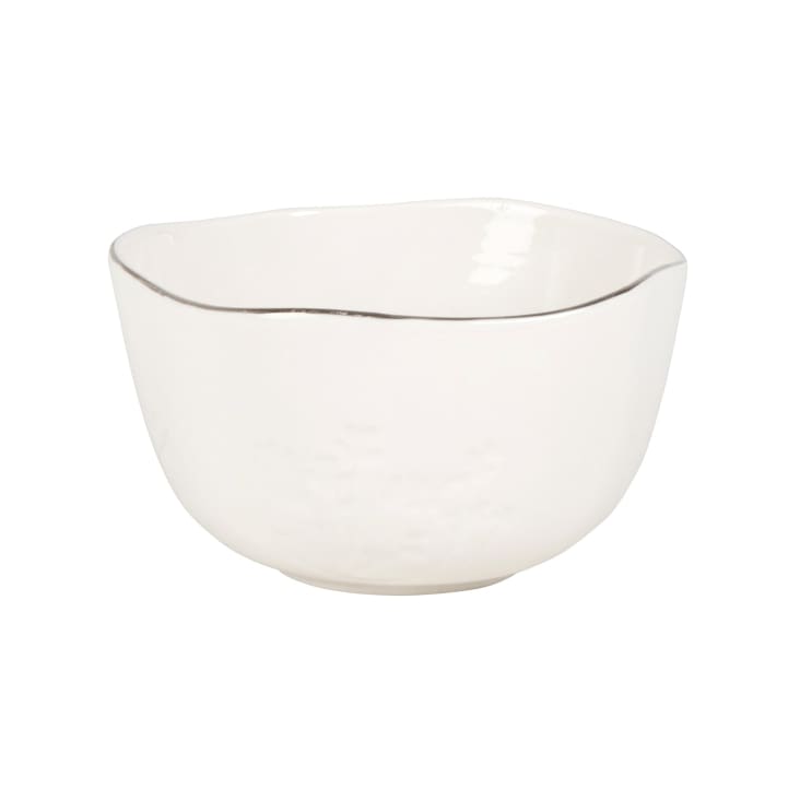 Witte keramische kom met gegraveerde motieven Flora | Maisons du Monde