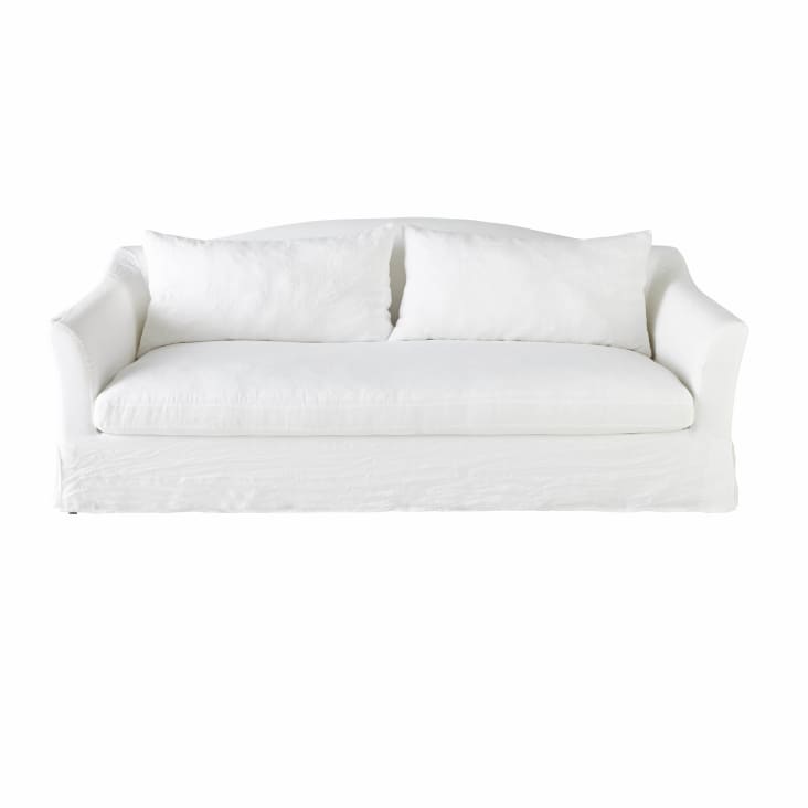 Witte zetel met 4 plaatsen van gewassen linnen Anaelle | Maisons du Monde