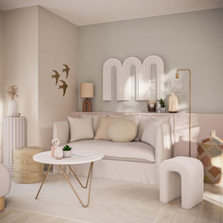 Witte zetel uit dik linnen met 2/3 zitplaatsen Louvain | Maisons du Monde