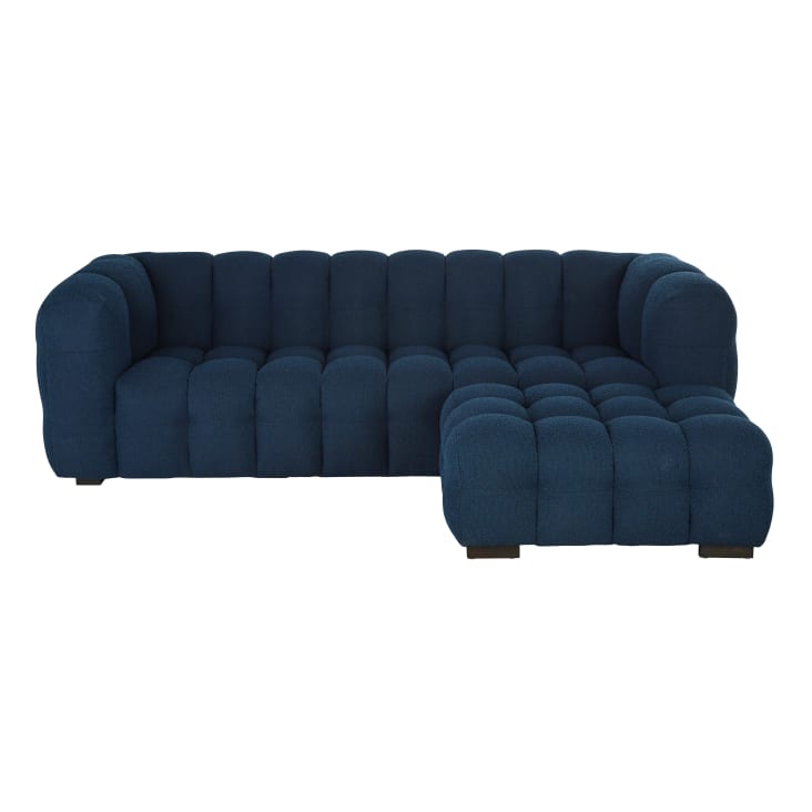 Wollen zetel met bouclé-effect en 3/4 zitplaatsen, nachtblauw Lilo ...