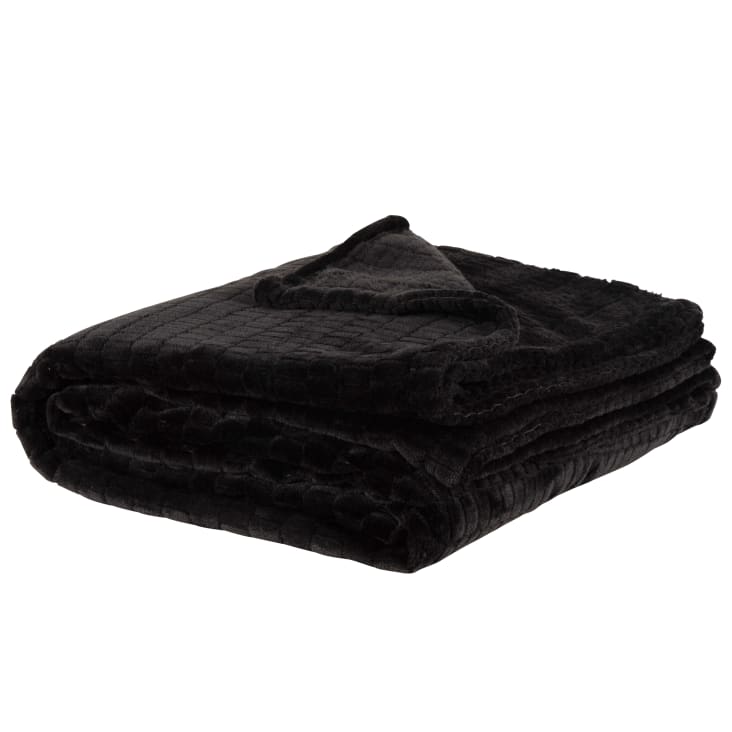 Zachte zwarte deken van jacquardstof molton, 230 x 150 cm Holata ...