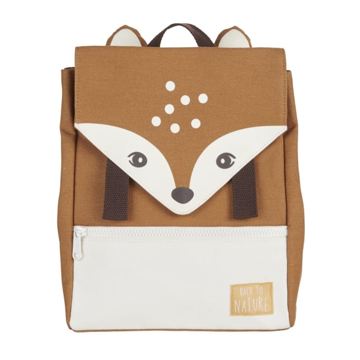 Zaino cerbiatto in tela di cotone canvas riciclato marrone caramello e ...