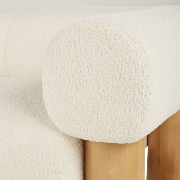 Zetel met 3 zitplaatsen van wol met bouclé-effect - wit Phoenix ...
