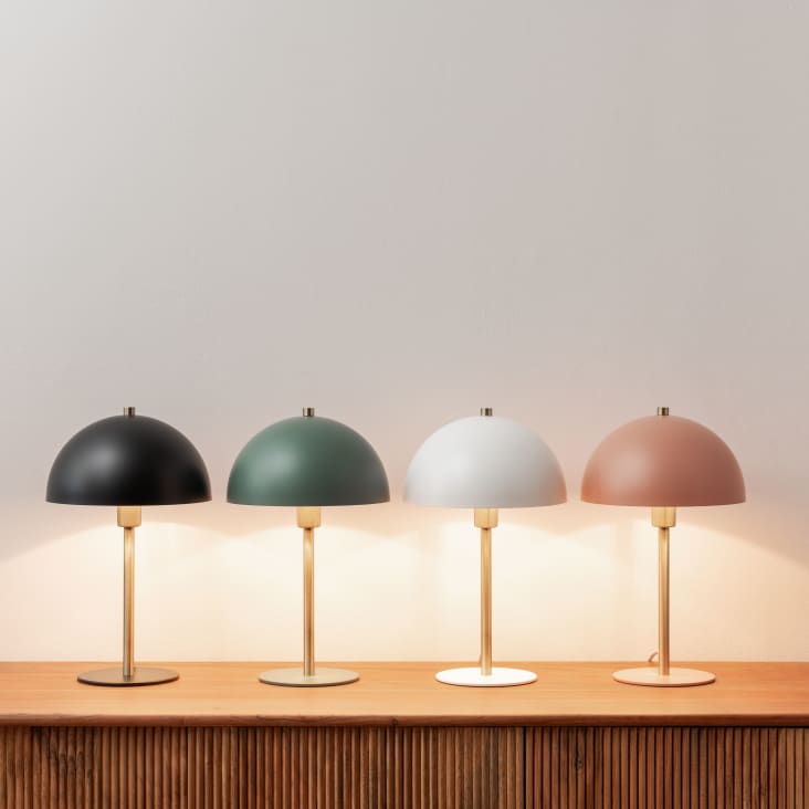 Zwarte en vergulde metalen lamp in de vorm van een paddenstoel Davy ...