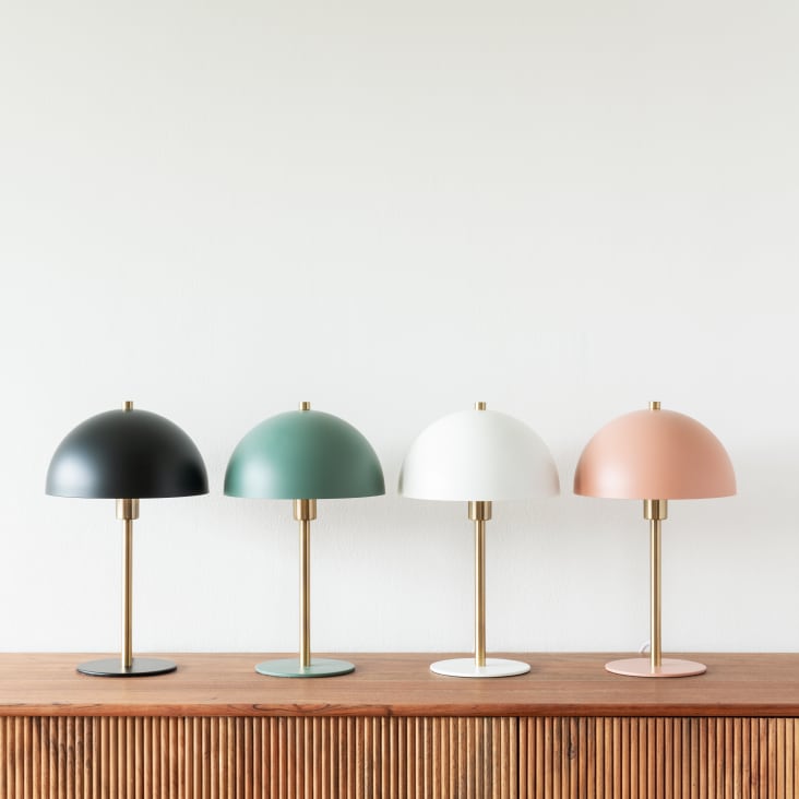 Zwarte en vergulde metalen lamp in de vorm van een paddenstoel Davy ...