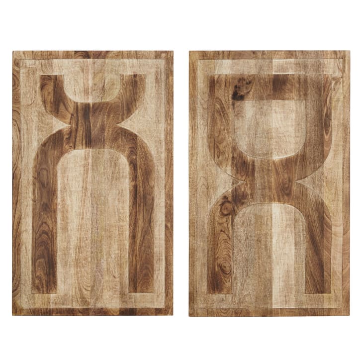 Zweiteilige Wanddekoration aus Mangoholz mit Schnitzerei MARJANI | Maisons du Monde