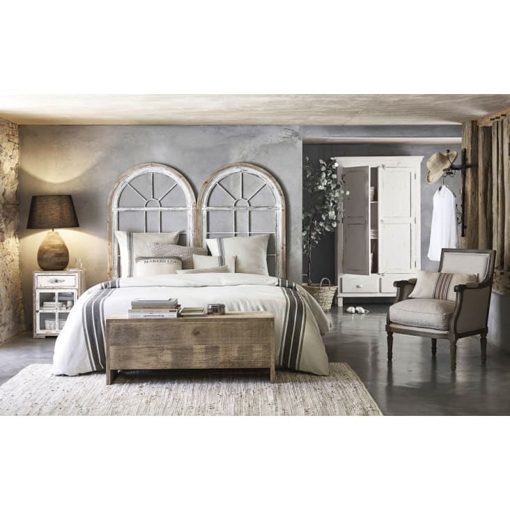 Armoire 2 portes 2 tiroirs en manguier blanc patiné Avignon | Maisons ...