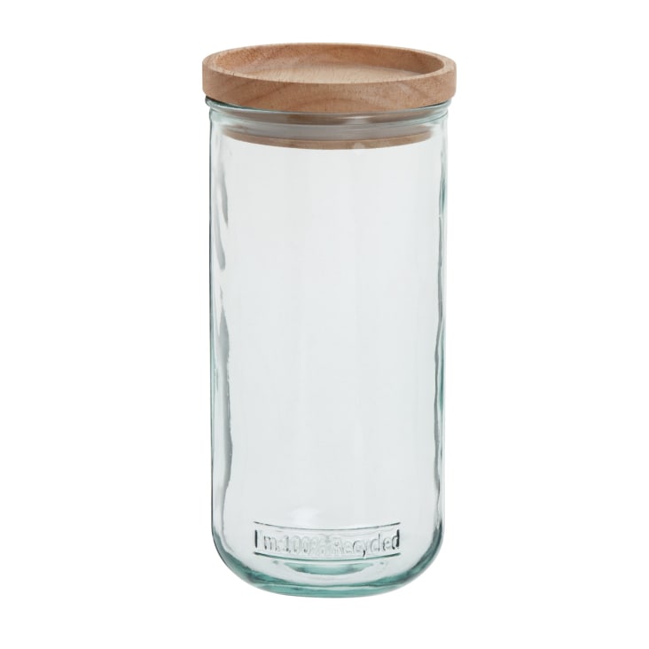 Behälter aus recyceltem Glas mit Holzdeckel H19cm | Maisons du Monde