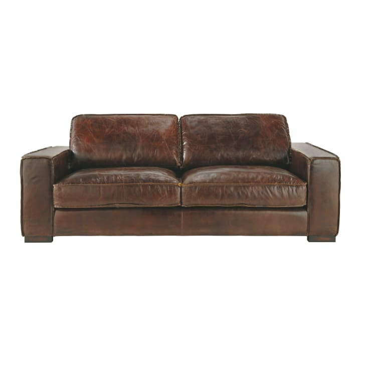 Bruine leren vintage 3 plaatsen zetel Colonel | Maisons du Monde