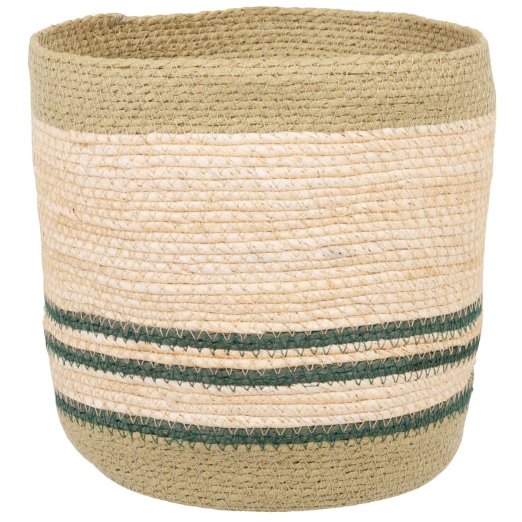 Cesta de almacenamiento de fibra de maíz verde caqui, crudo y beige ...
