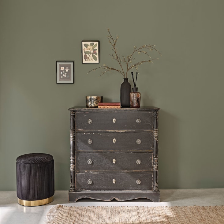 Comò con 4 cassetti nero e metallo color ottone Louisa | Maisons du Monde