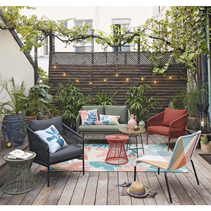 Fauteuil de jardin en resine multicolore et metal noir Maisons du Monde