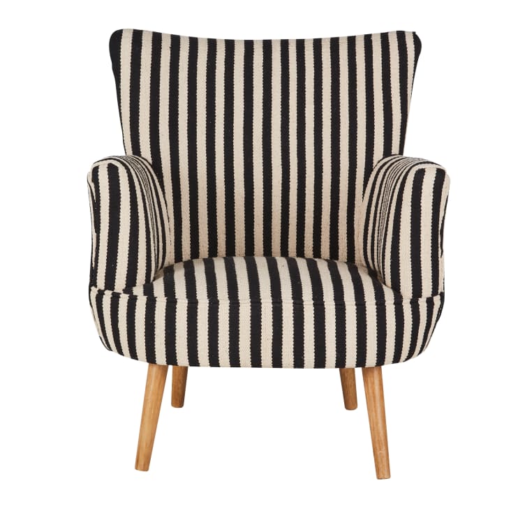 Fauteuil en coton motif à rayures noir et blanc Berbère | Maisons du Monde