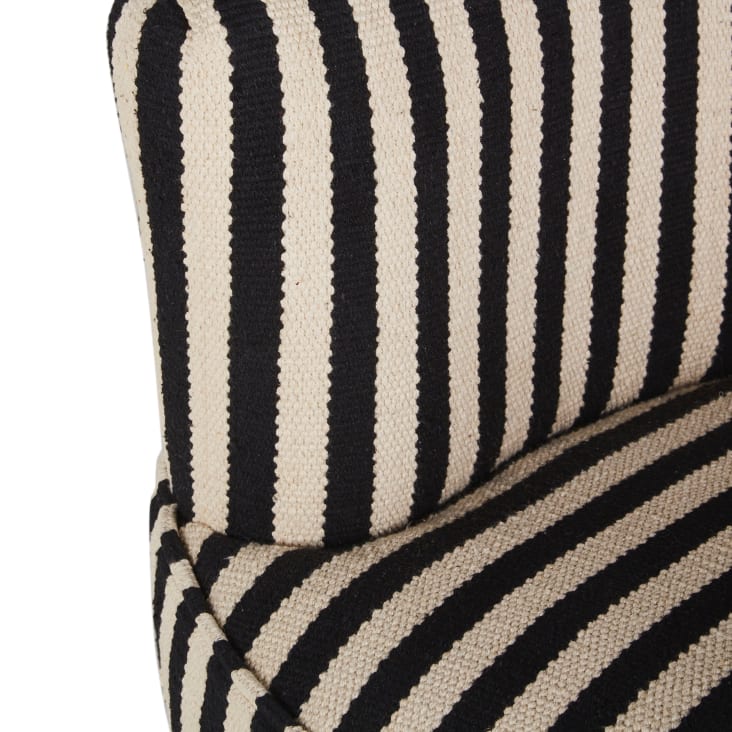 Fauteuil en coton motif à rayures noir et blanc Berbère | Maisons du Monde