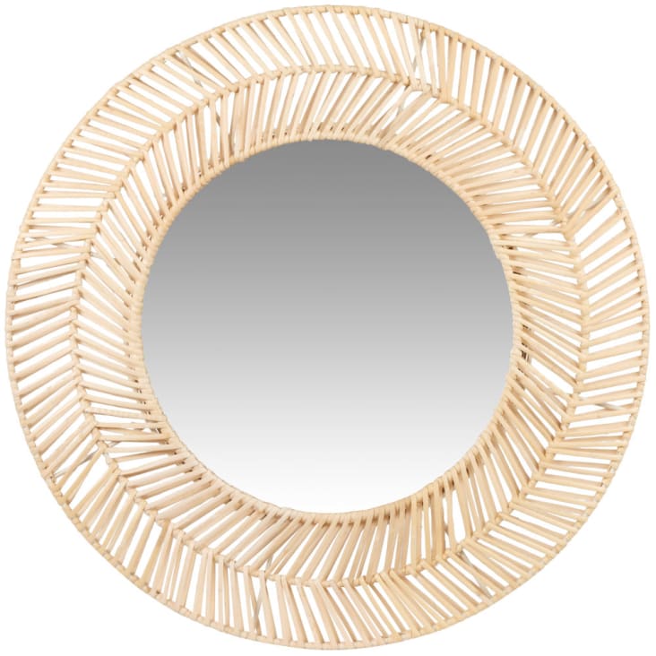 Miroir rond en rotin tressé beige D42 MIRABEL | Maisons du Monde