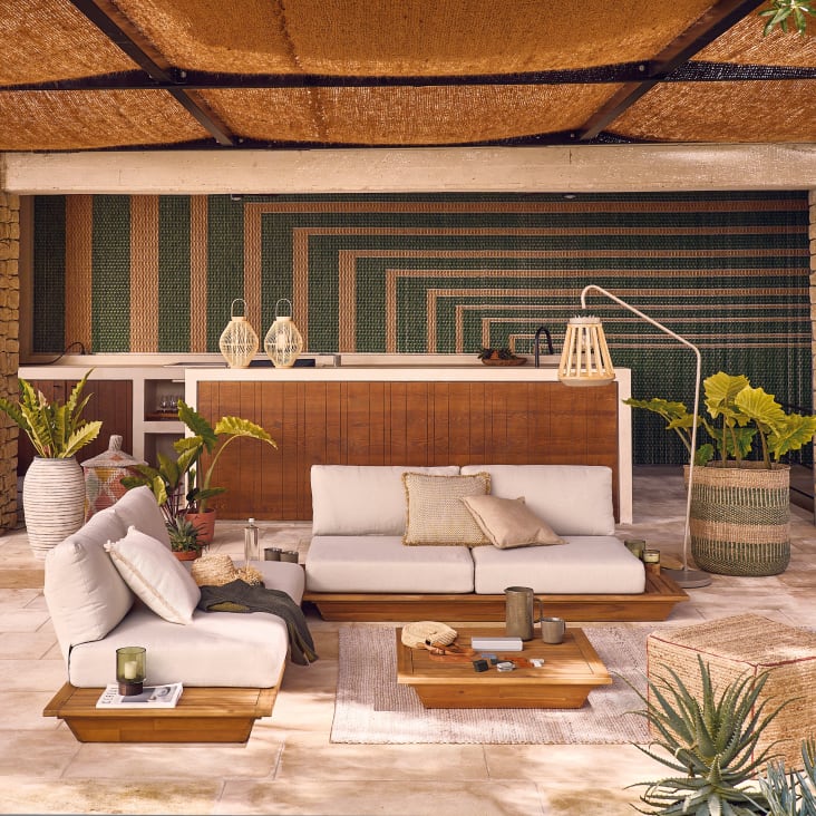 Quadratischer Sitzpouf aus zweifarbigem Jutegeflecht ALICE | Maisons du ...